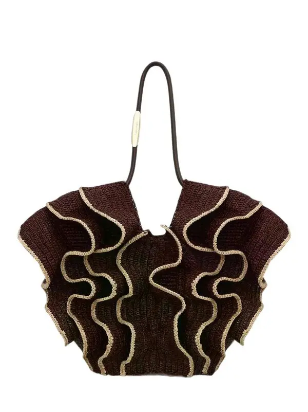 Zimmermann Ruffle-trimmed Woven Tote Bag - Brown