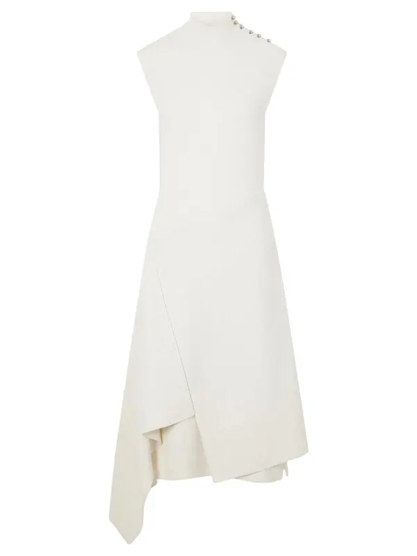 LANVIN Draped Wool-blend Turtleneck Midi Dress - Neutrals