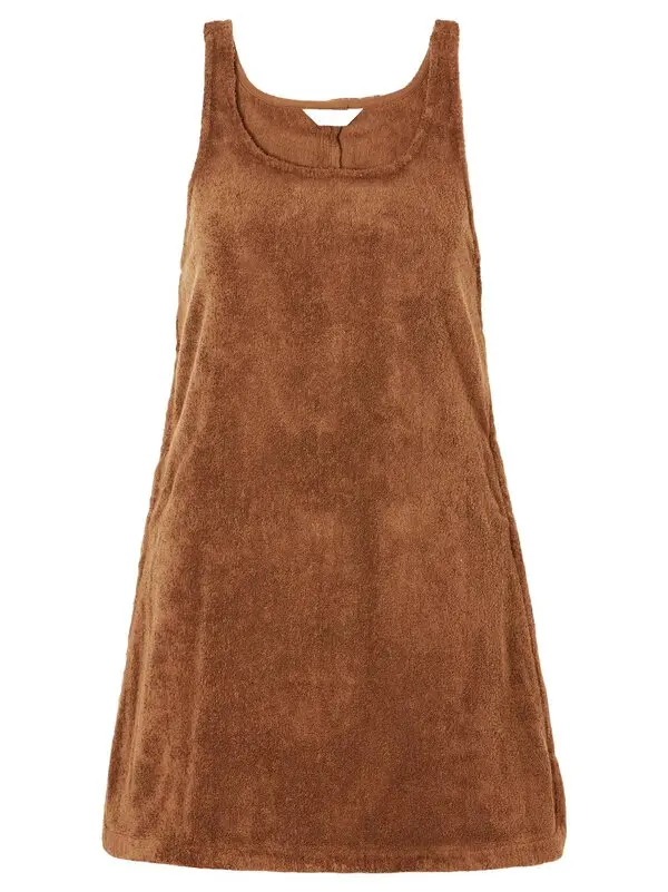 TERRY PUESTO Cruise Organic Cotton-terry Mini Dress - Brown