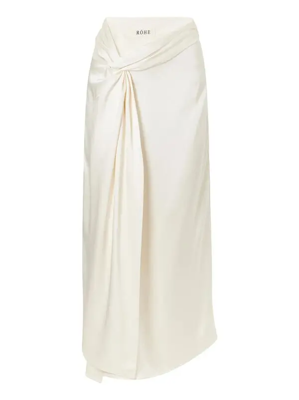 RÓHE Draped Satin Midi Wrap Skirt - Neutrals