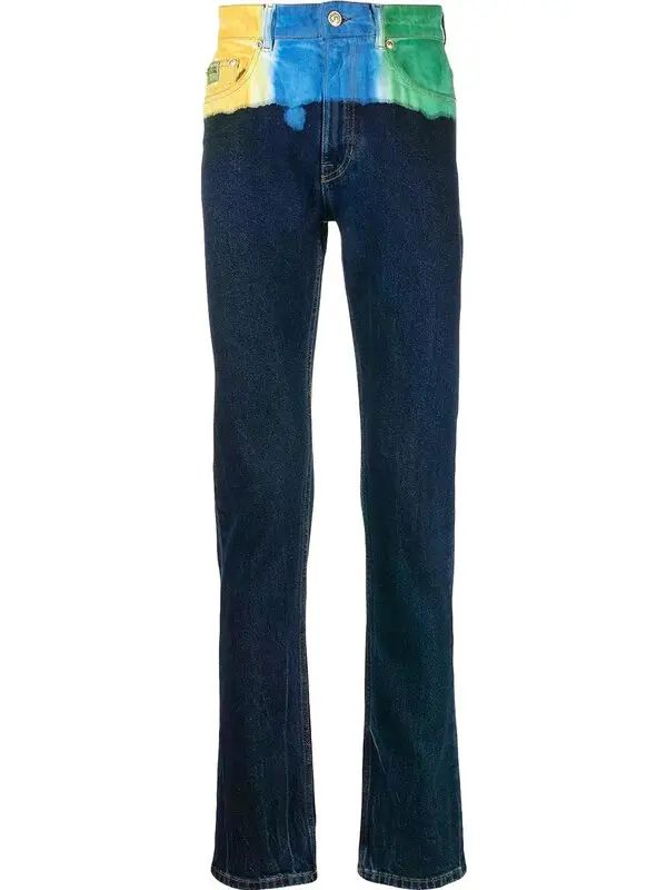 Versace Colour-block Slim-fit Jeans - Black