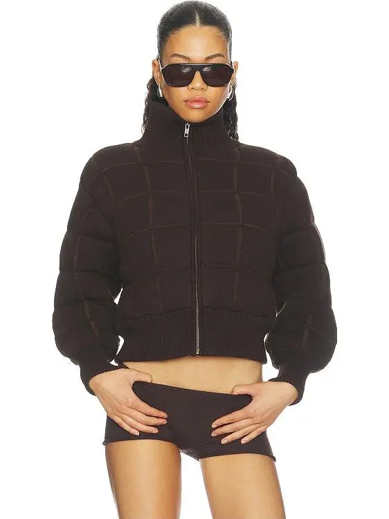 ISA BOULDER Ripped Quilt Bomber In . Also - Chocolate