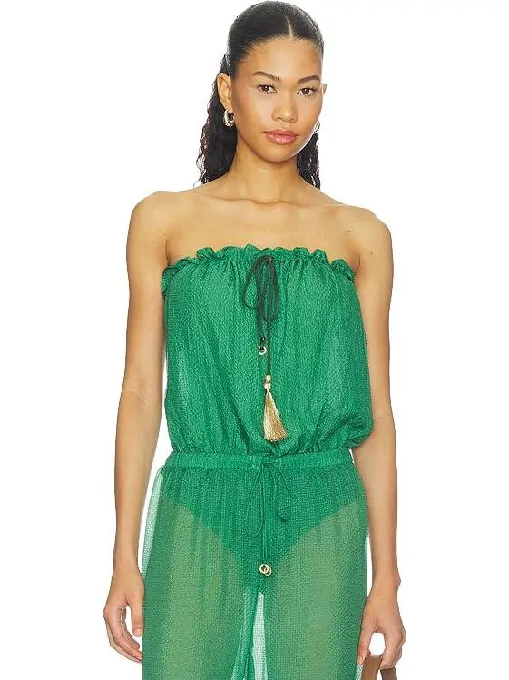 Hanne Bloch Bandeau Silk Top In . Also - Green