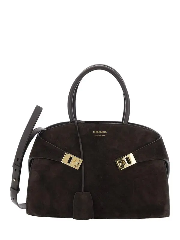 FERRAGAMO Hug Small Leather Handbag - Brown