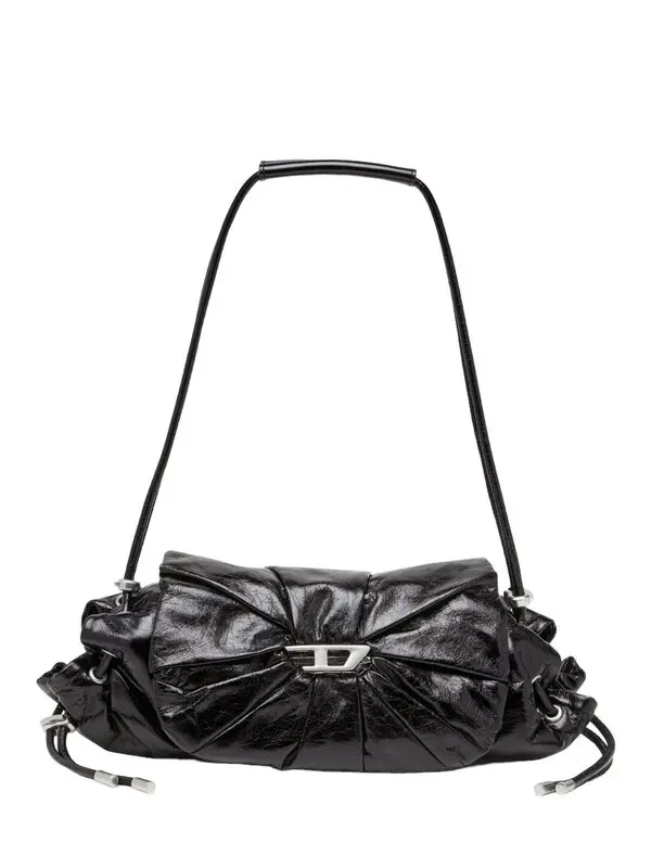 DIESEL® Scrunch Leather Shoulder Bag - Black