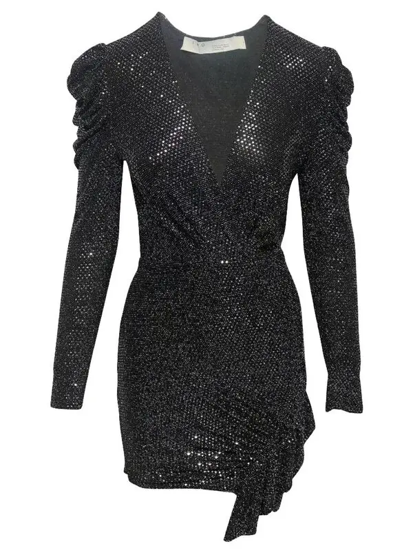 IRO PARIS Sequinned Ruched Dress - Black