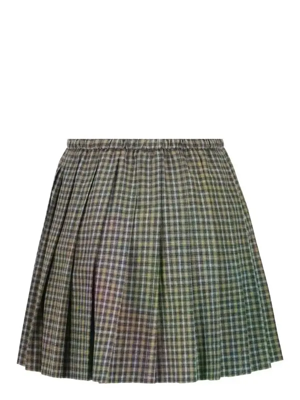 Miu Miu Check Pleated Mini Skirt - Neutrals