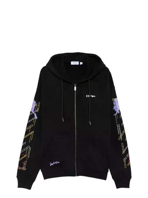 Off-White Arrows-print Zip-up Hoodie - Black