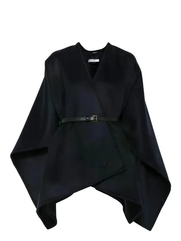 Max Mara Blanket-stitch Embroidered-logo Cape - Blue