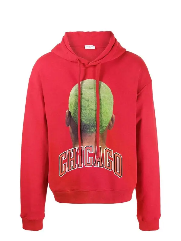 IH NOM UH NIT Graphic Print Drawstring Hoodie - Red