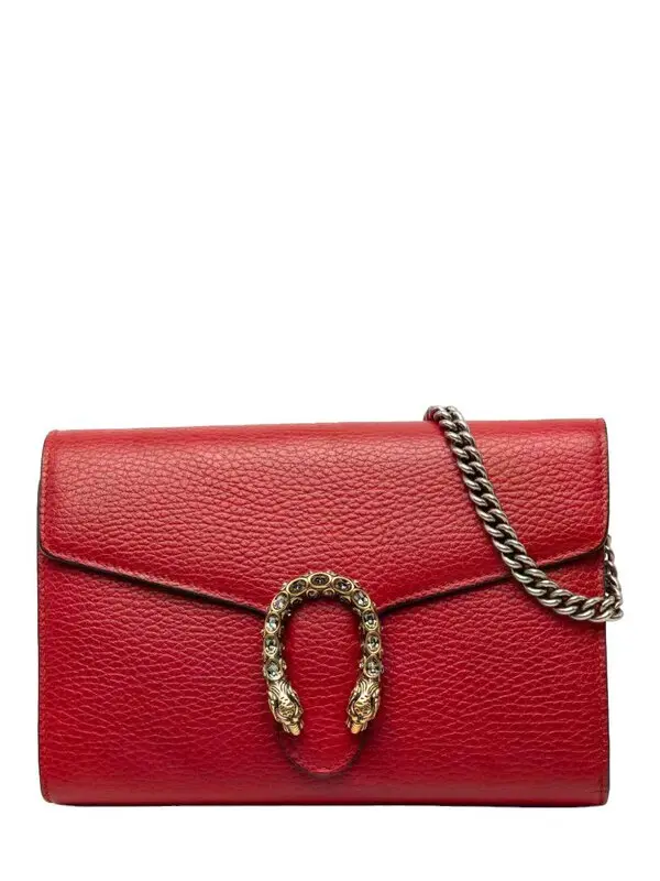Gucci 2016-2026 Calfskin Dionysus Wallet On Chain Crossbody Bag - Red