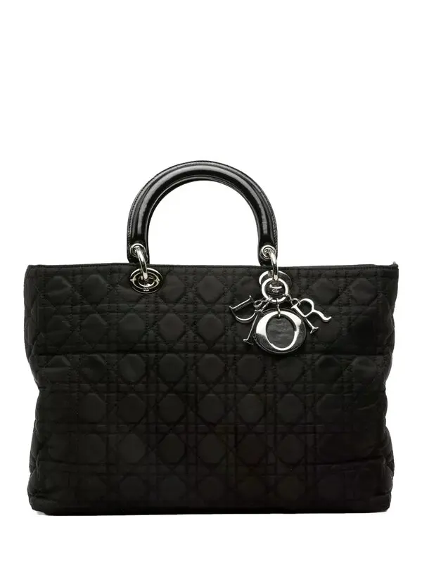 Dior 2000-2015 Extra Large Nylon Cannage Lady Satchel - Black