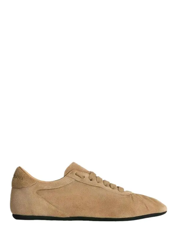 Dolce & Gabbana Soft Ballet Sneakers In Split Calfskin - Neutrals