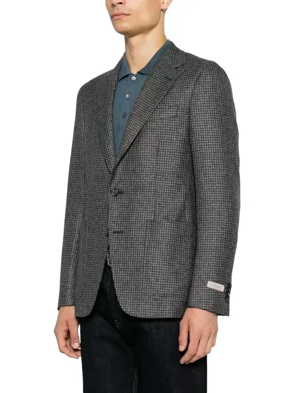 Canali Houndstooth Wool Blazer - Grey