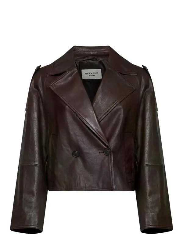 Max Mara Double-breasted Leather Jacket - Brown