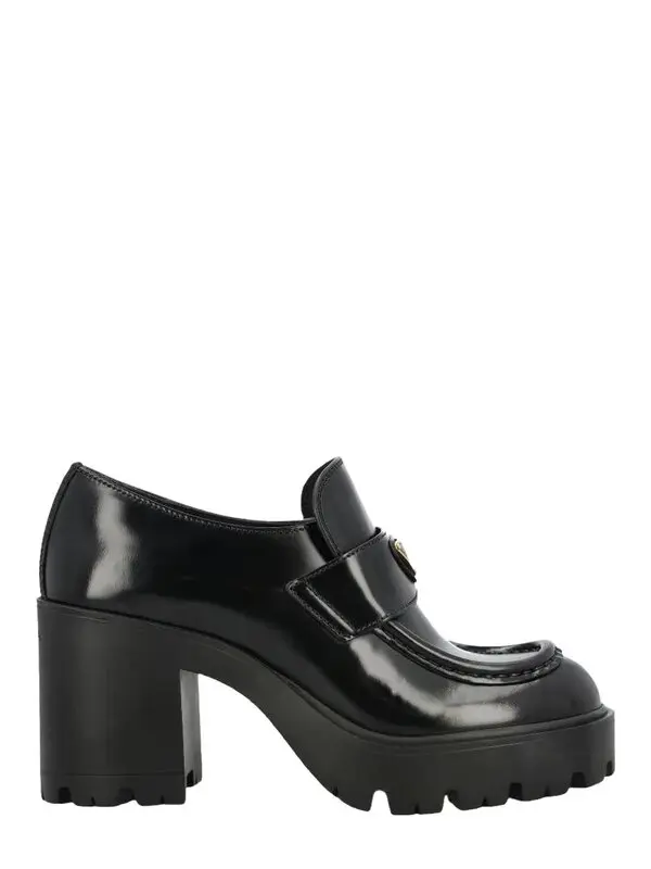 Prada Triangle-logo Leather Ankle Boots - Black