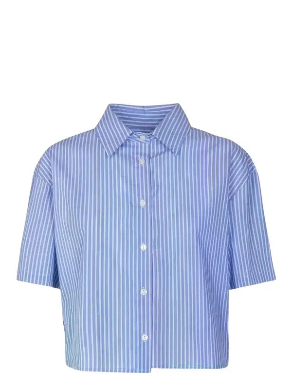 GAELLE PARIS Striped Cropped Shirt - Blue