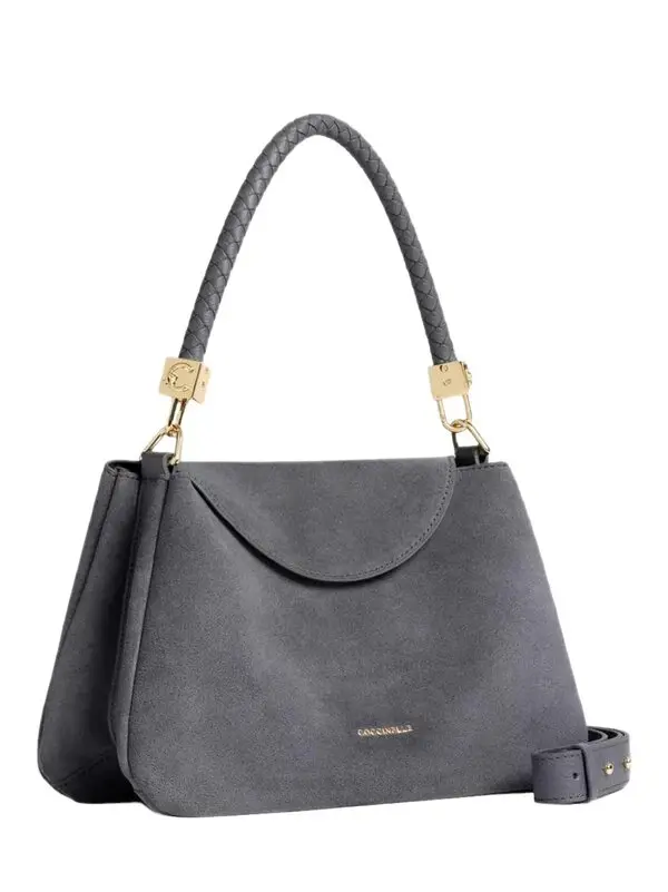 COCCINELLE Tiggy Braided-handle Suede Tote Bag - Grey