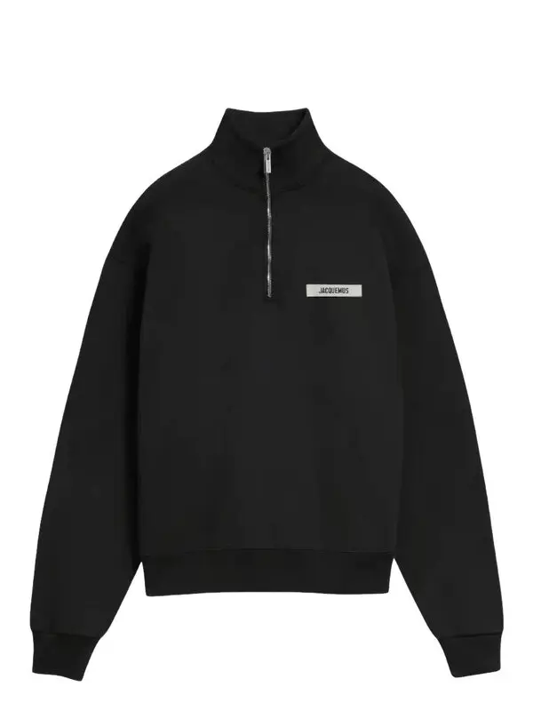 Jacquemus Logo-patch Quarter-zip Sweater - Black
