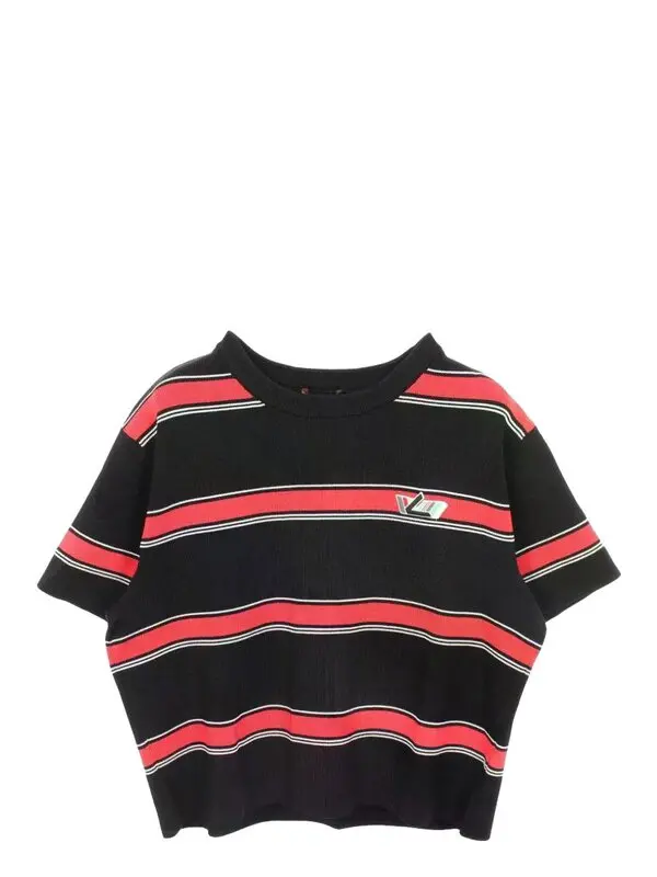 LOUIS VUITTON 2010s Striped Cropped T-shirt - Black