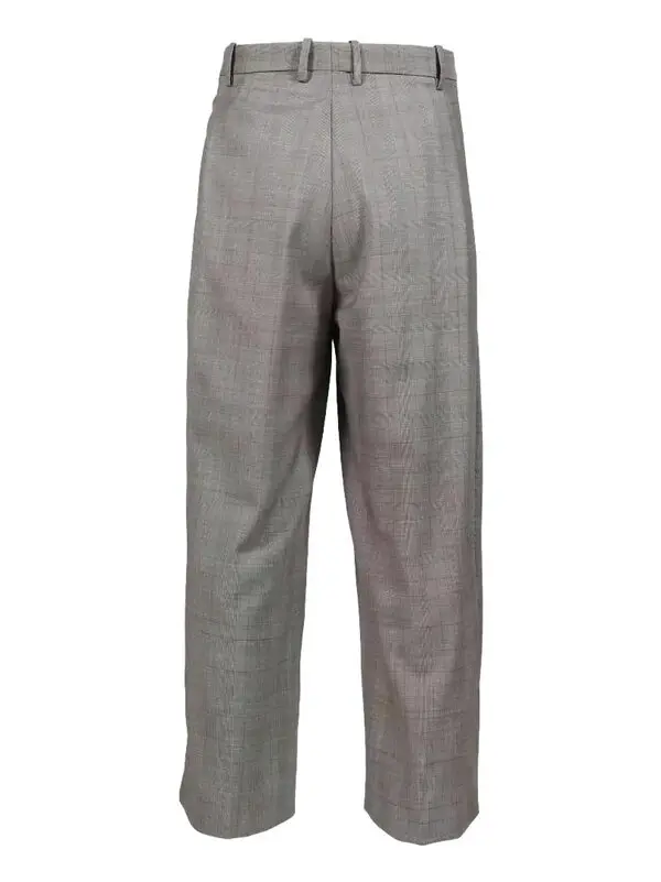 HED MAYNER Checked Pleated Trousers - Grey