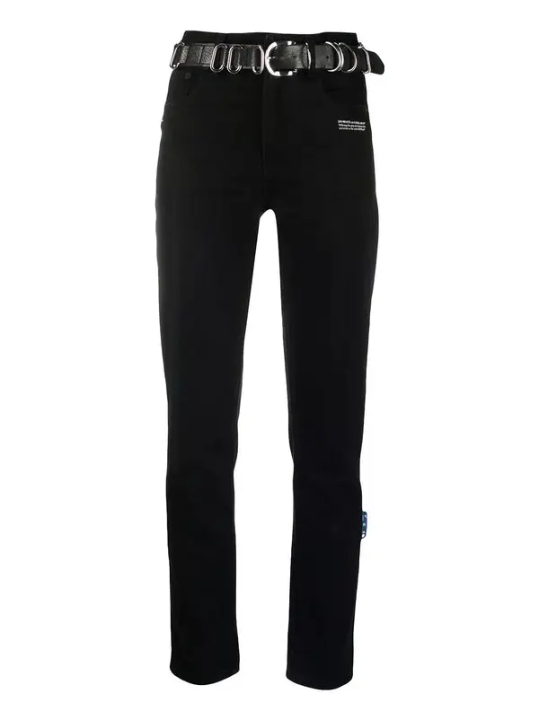 Off-White Belted Straight-leg Jeans - Black