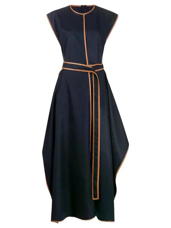 Stella McCartney Eloise Contrast-trim Maxi-dress - Blue