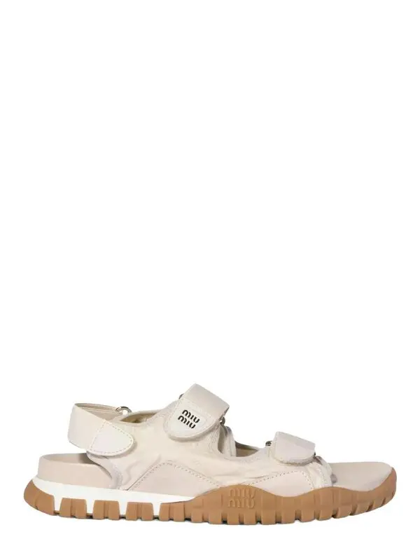 Miu Miu Tyre Touch-strap Suede Sandals - Neutrals