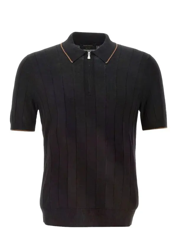 GRAN SASSO Half-zip Polo Shirt - Black