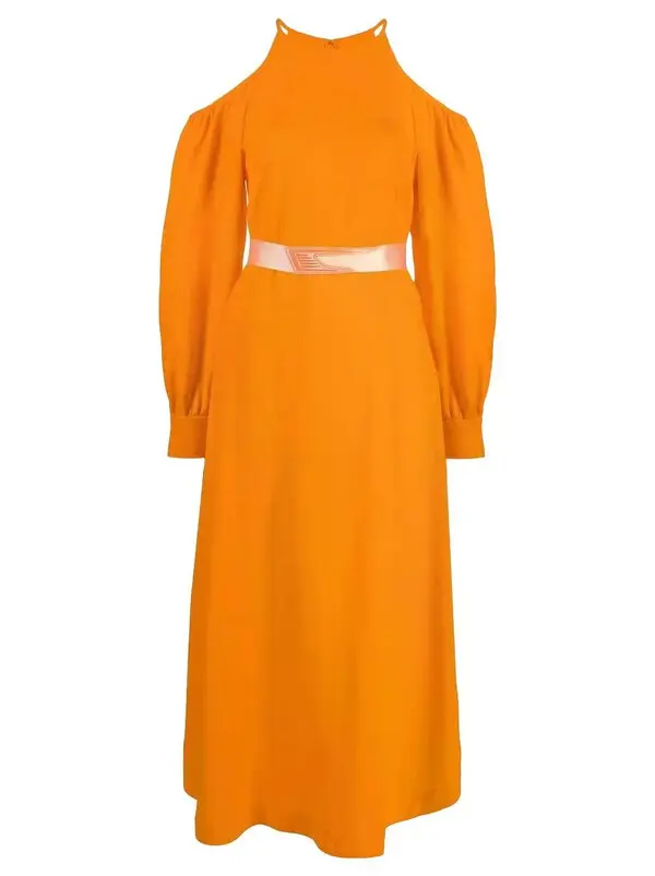 Stella McCartney Cold-shoulder Belted Dress - Orange