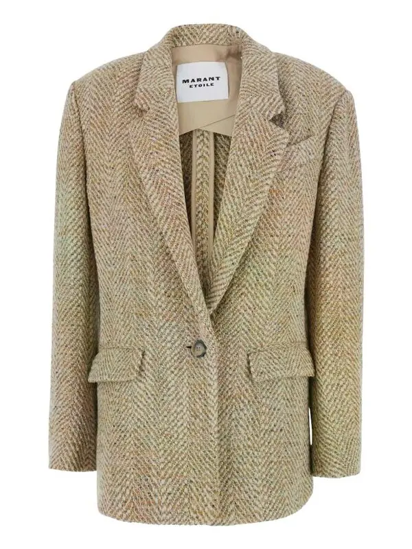 MARANT ETOILE Parly Herringbone-knit Single-breasted Blazer - Neutrals