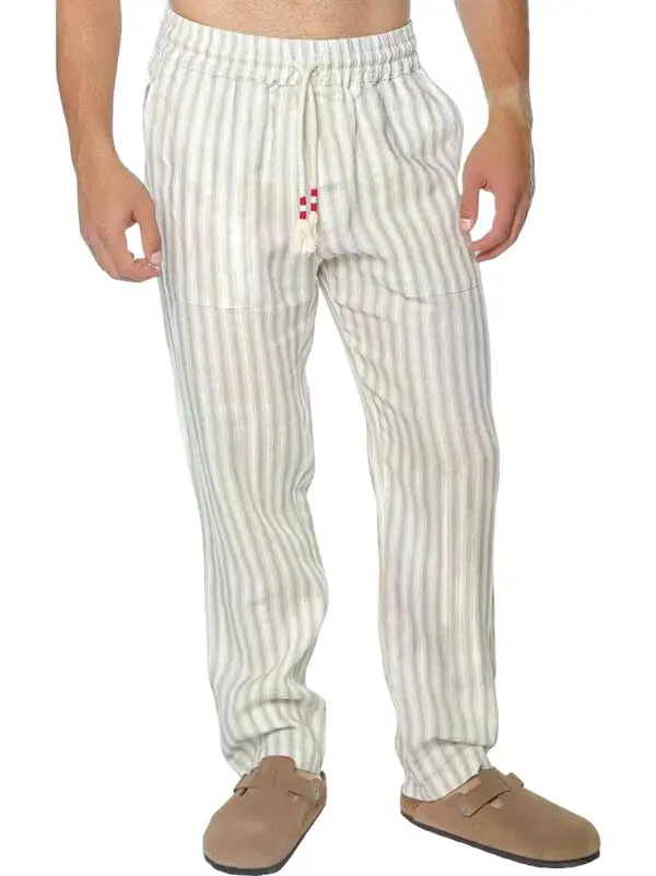 MC2 SAINT BARTH Calais Striped Linen Trousers - Grey