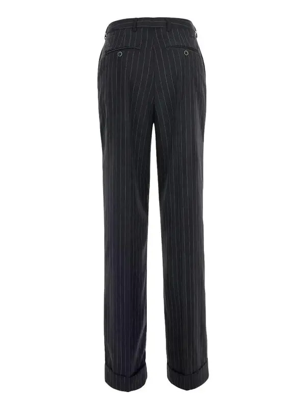 SEMICOUTURE Lola Pinstripe-pattern Turn-up-cuff Trousers - Grey