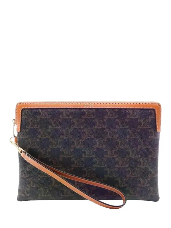 Celine 2020s Triomphe Clutch Bag - Black