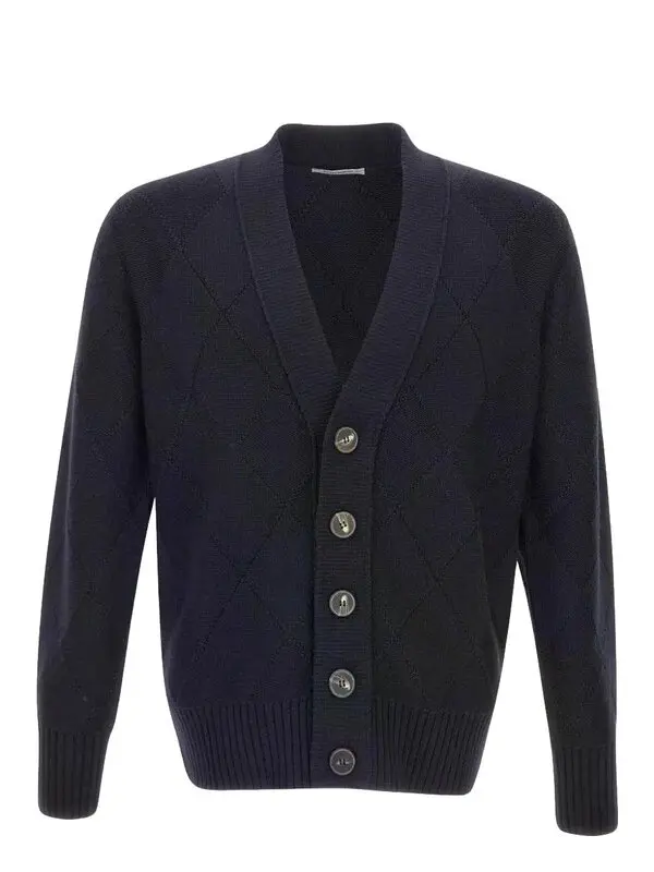 KANGRA Argyle-knit Cardigan - Blue