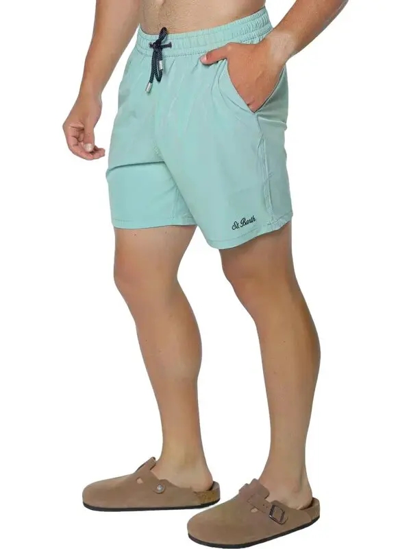 MC2 SAINT BARTH Comfort Logo-embroidered Drawstring Swim Shorts - Blue