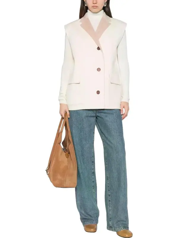 ALICIA AUDREY Julie Two-tone Sleeveless Reversible Gilet - Neutrals