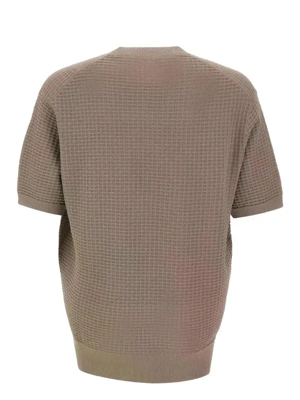 KANGRA Honeycomb-stitch Short-sleeve Sweater - Brown