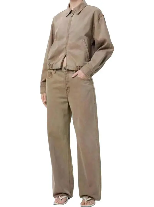 AGOLDE Elasticated-hem Denim Jacket - Brown