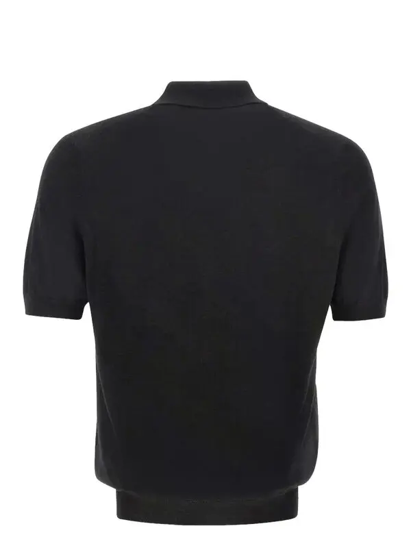 GRAN SASSO Zip-collar Short-sleeve Polo Shirt - Black