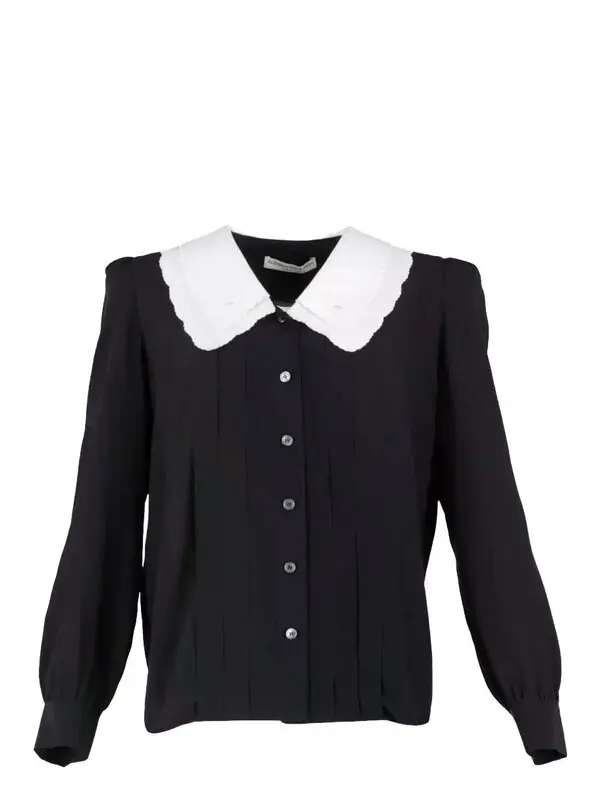 Alessandra Rich Pleated Silk Blouse - Black