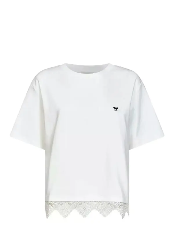Max Mara Lace-trim Butterfly-embroidered T-shirt - White