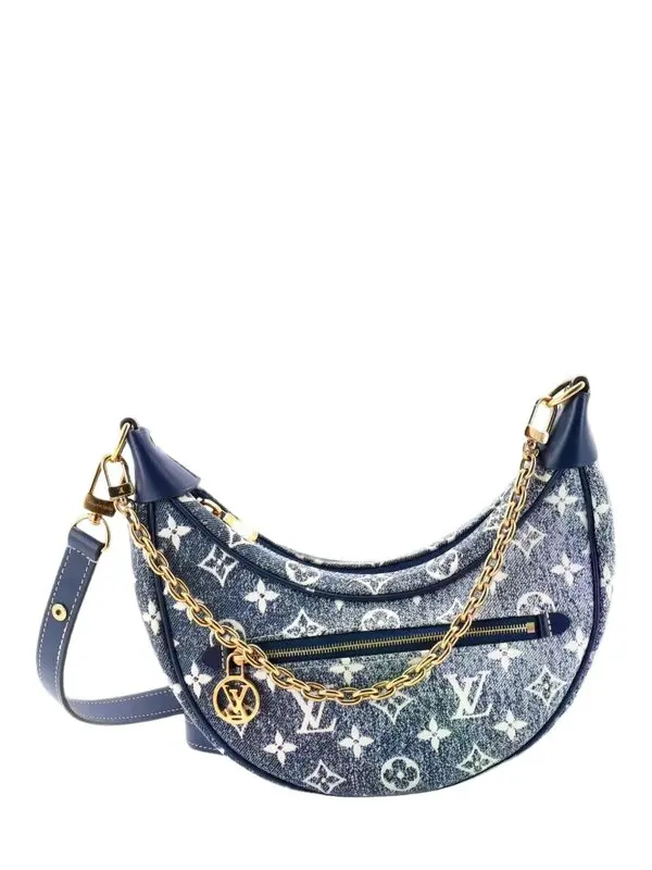 LOUIS VUITTON Loop Handbag Monogram Jacquard Denim Hobo Bag - Blue