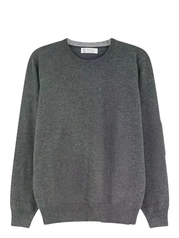 Brunello Cucinelli Crewneck Ribbed-trim Sweater - Grey
