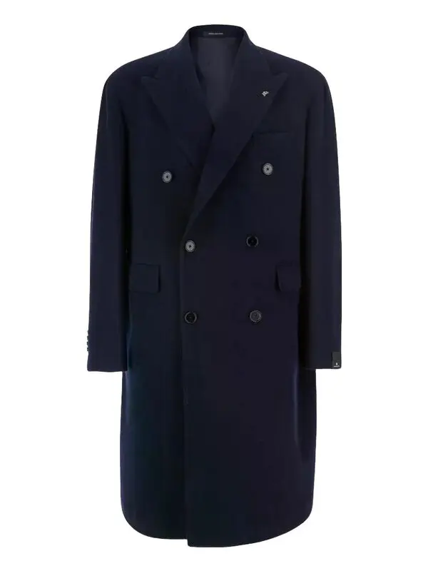 Tagliatore Double-breasted Peak-lapel Coat - Blue