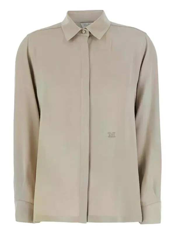 Max Mara Mxmgeranio Logo-embroidered Shirt - Neutrals