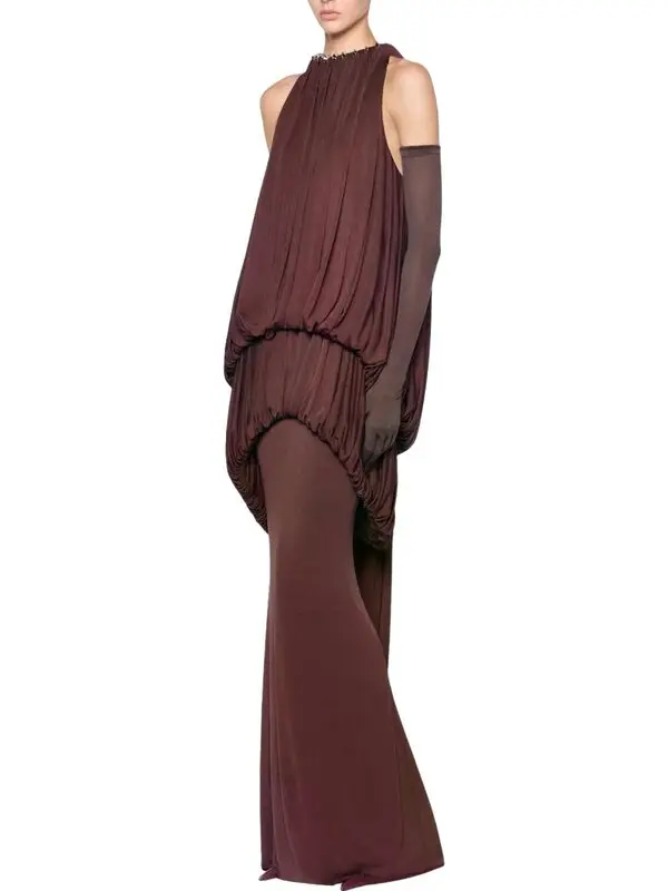 CHATS BY C.DAM Mayer Draped-bodice Hardware-detail Maxi Dress - Red