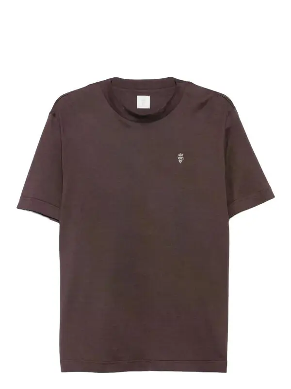 Eleventy Logo-embroidery T-shirt - Brown