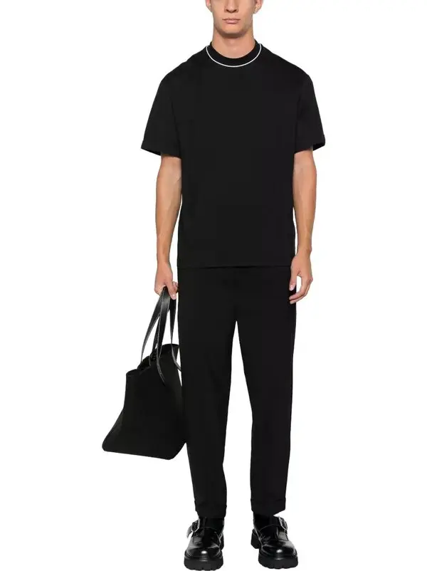 Neil Barrett Elasticated-waist Cotton Tapered Trousers - Black