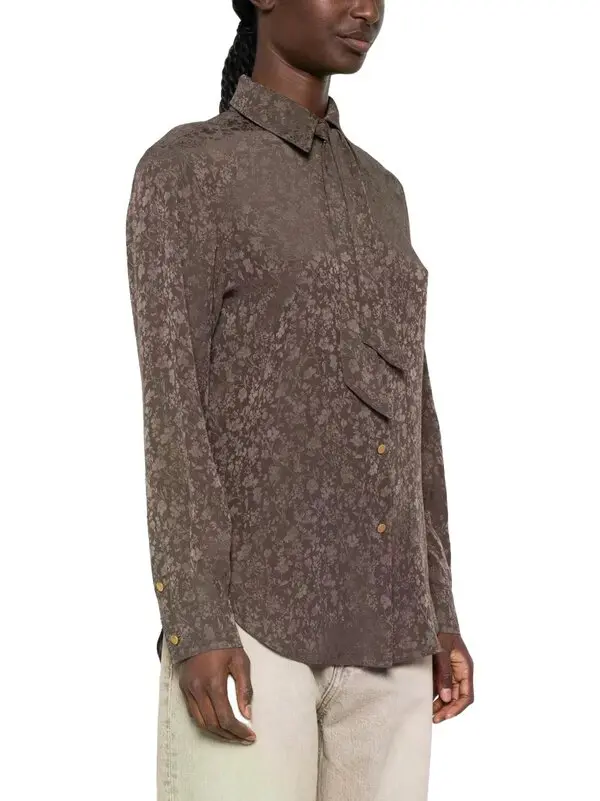 Alberta Ferretti Floral-jacquard Pussy-bow Shirt - Grey